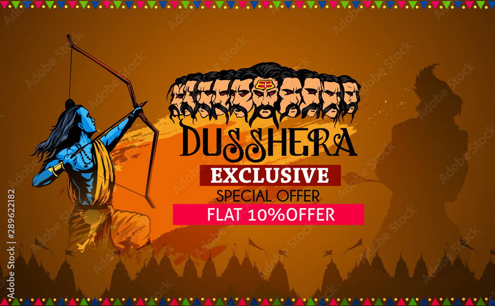 Dussehra festival sale banner or poster design Lord Rama killing Ravana ...