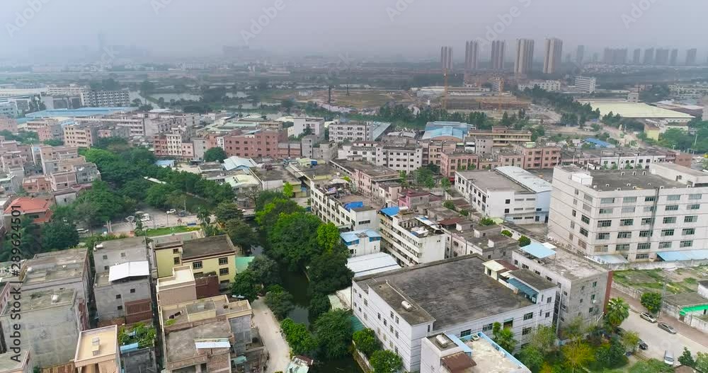 Panorama of the poor Chinese district. Slums in China panorama, video ...