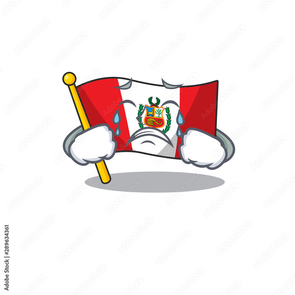 Crying peru cartoon flag attached to wall mascot Stock Vector | Adobe Stock