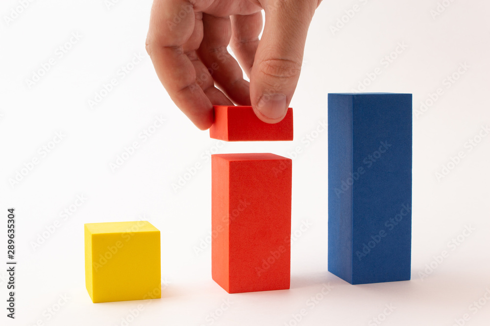 Chart from color blocks. Hand creates chart column. Stock Photo | Adobe ...