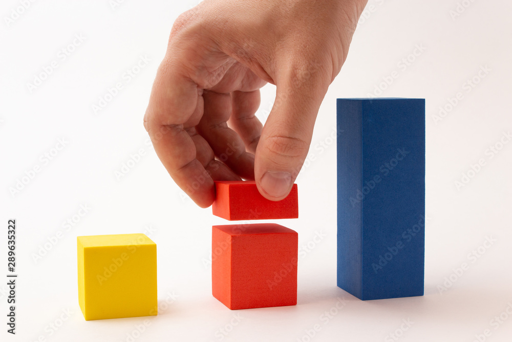 Chart from color blocks. Hand creates chart column. Stock Photo | Adobe ...