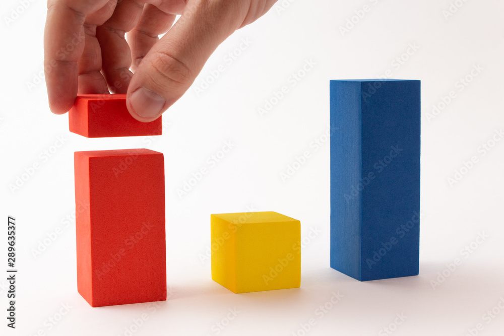 Chart from color blocks. Hand creates chart column. Stock Photo | Adobe ...
