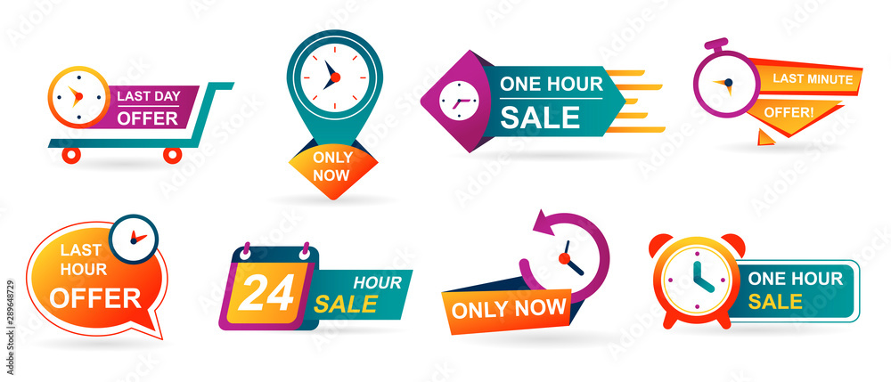 Set of sale countdown badges and stickers. Last minute offer banner ...