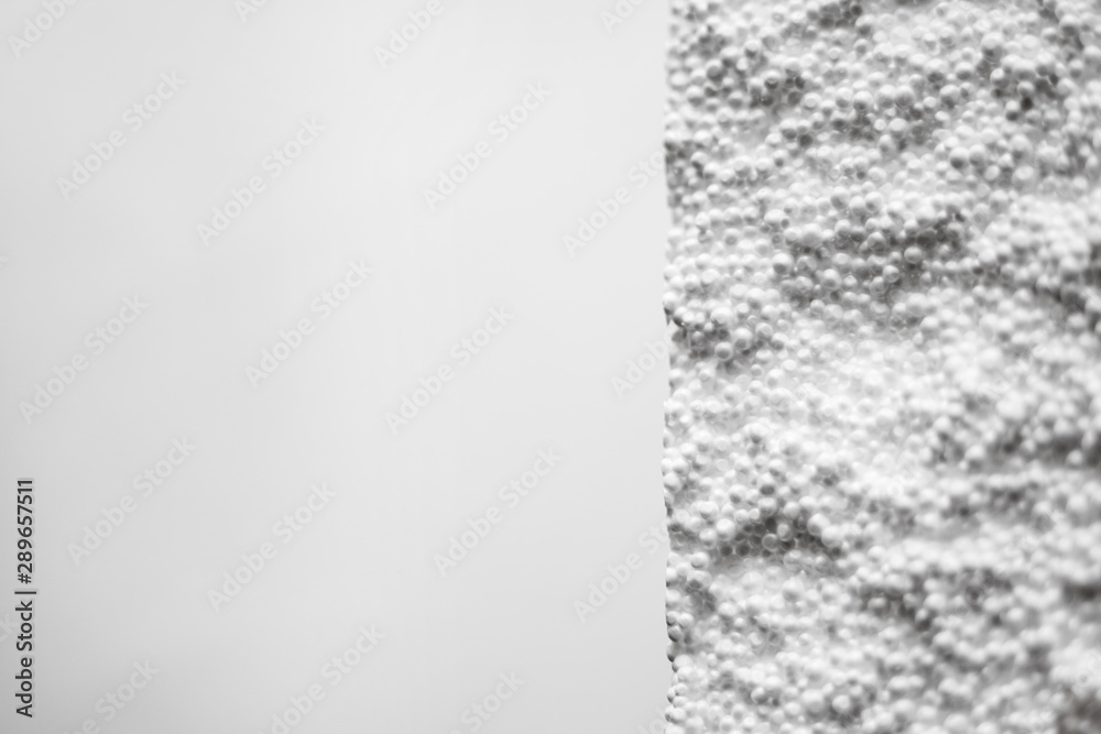 The texture of expanded polystyrene closeup. Sound and thermal ...