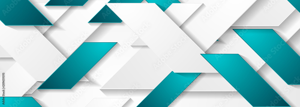 Turquoise and grey tech geometric minimal banner design. Abstract ...