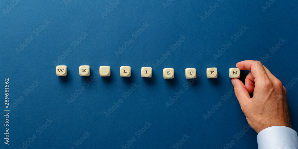 We listen sign Stock Photo | Adobe Stock