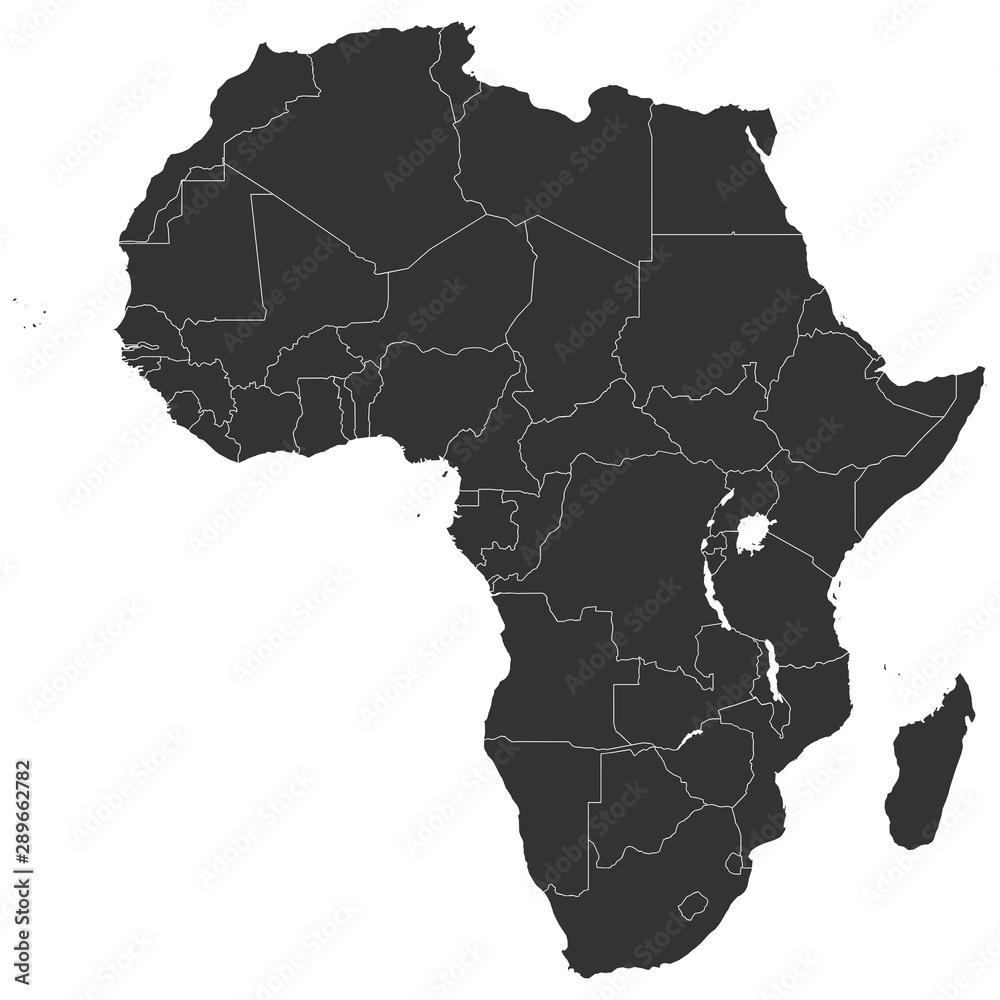 Modern africa political map colored black. Stock Vector | Adobe Stock