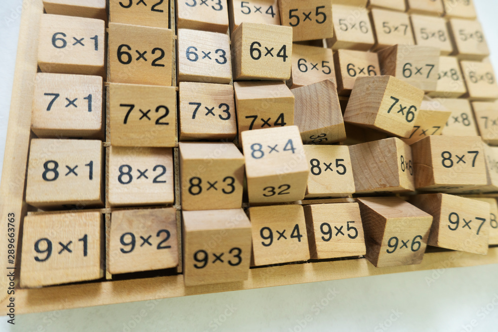 Educational wooden multiplication table Stock Photo | Adobe Stock