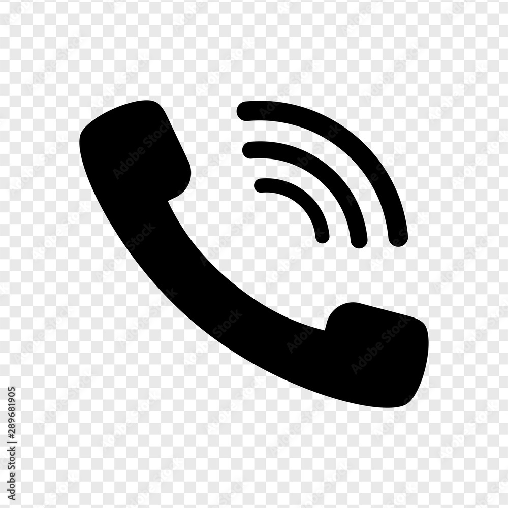 Black phone icon vector on transparent background. Vector illustration ...