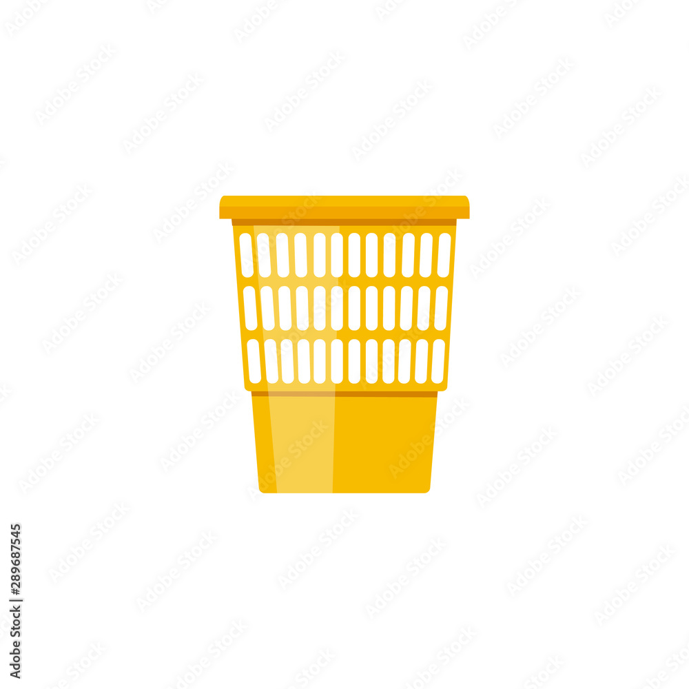 Empty plastic yellow garbage bin with holes - flat cartoon trash can ...