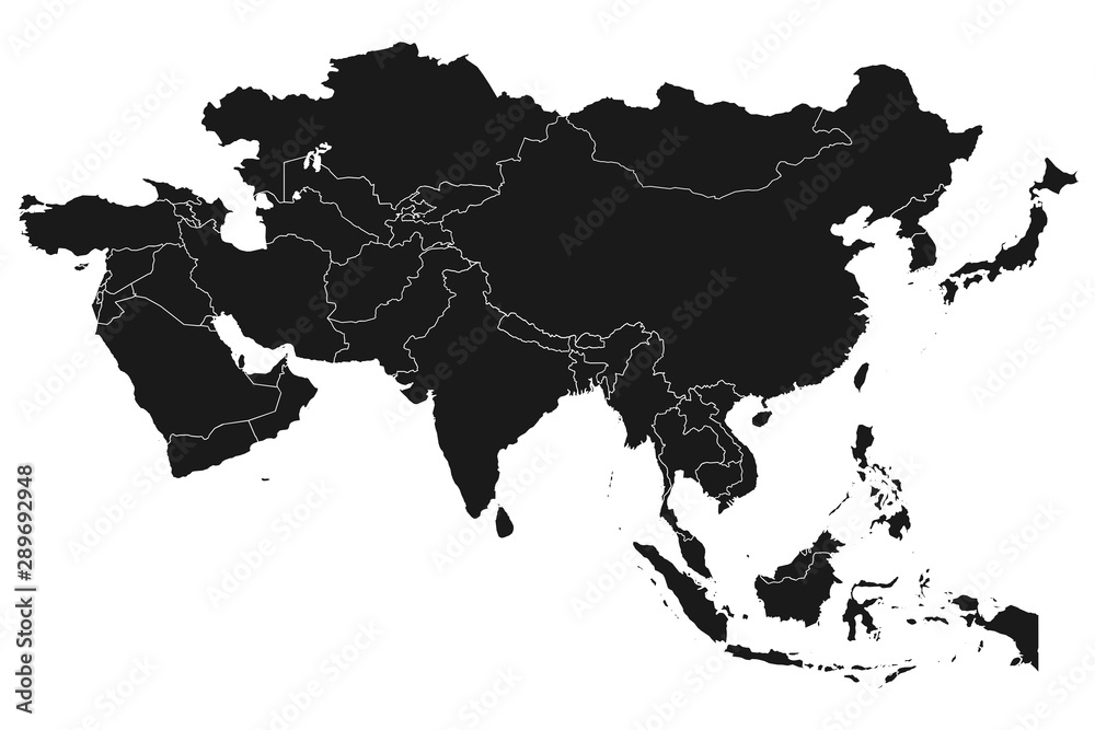 asia map with boundaries vector illustration vector illustration Stock ...