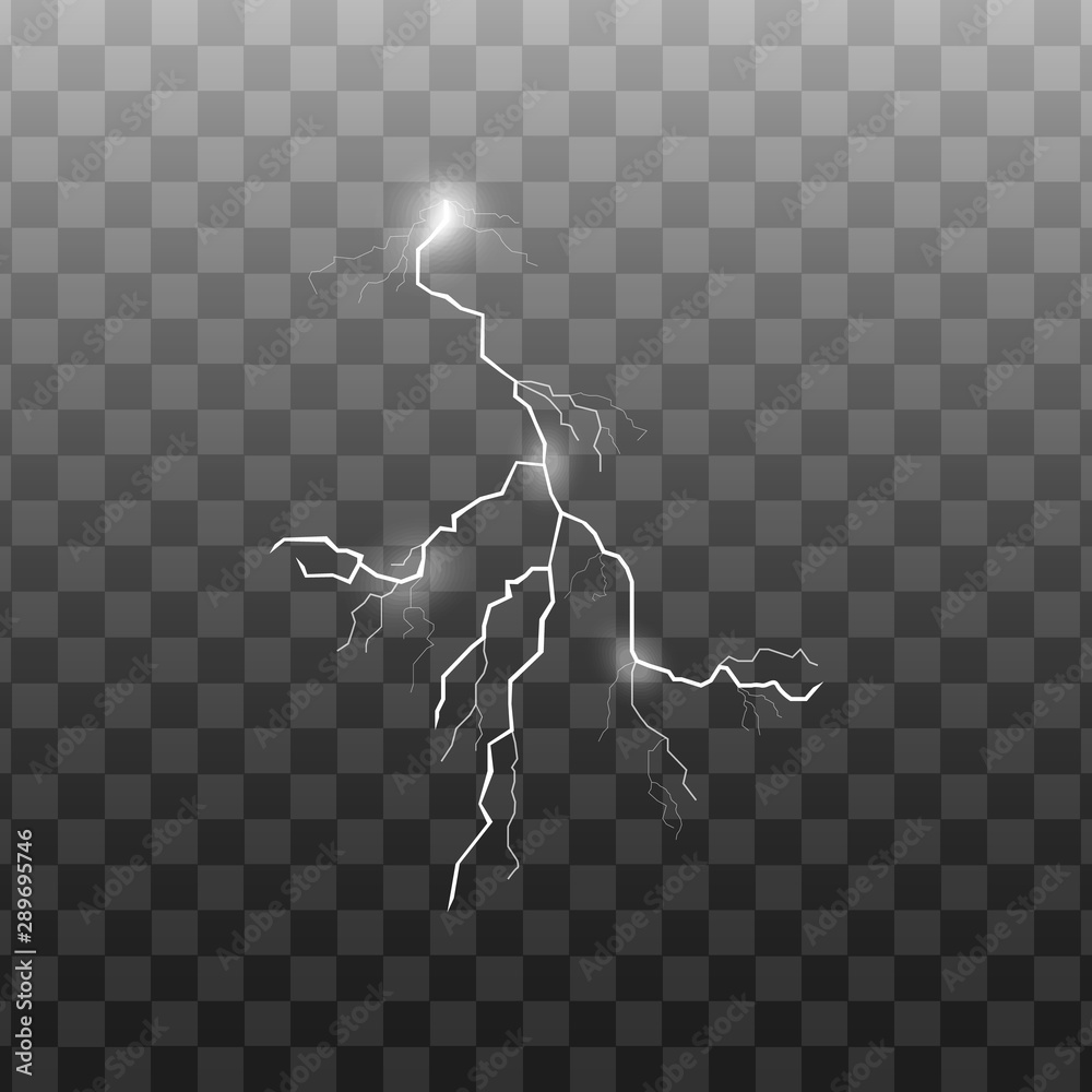 Lightning flash, levin or thunderbolt vector illustration isolated on ...
