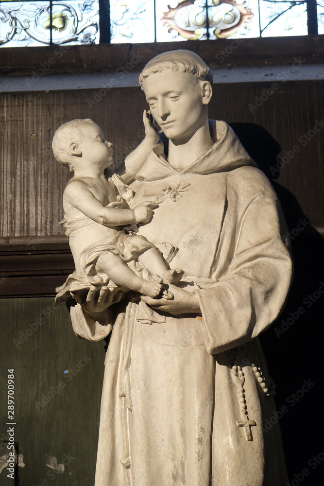 Saint Anthony of Padua holding child Jesus, statue in the Saint Sulpice ...