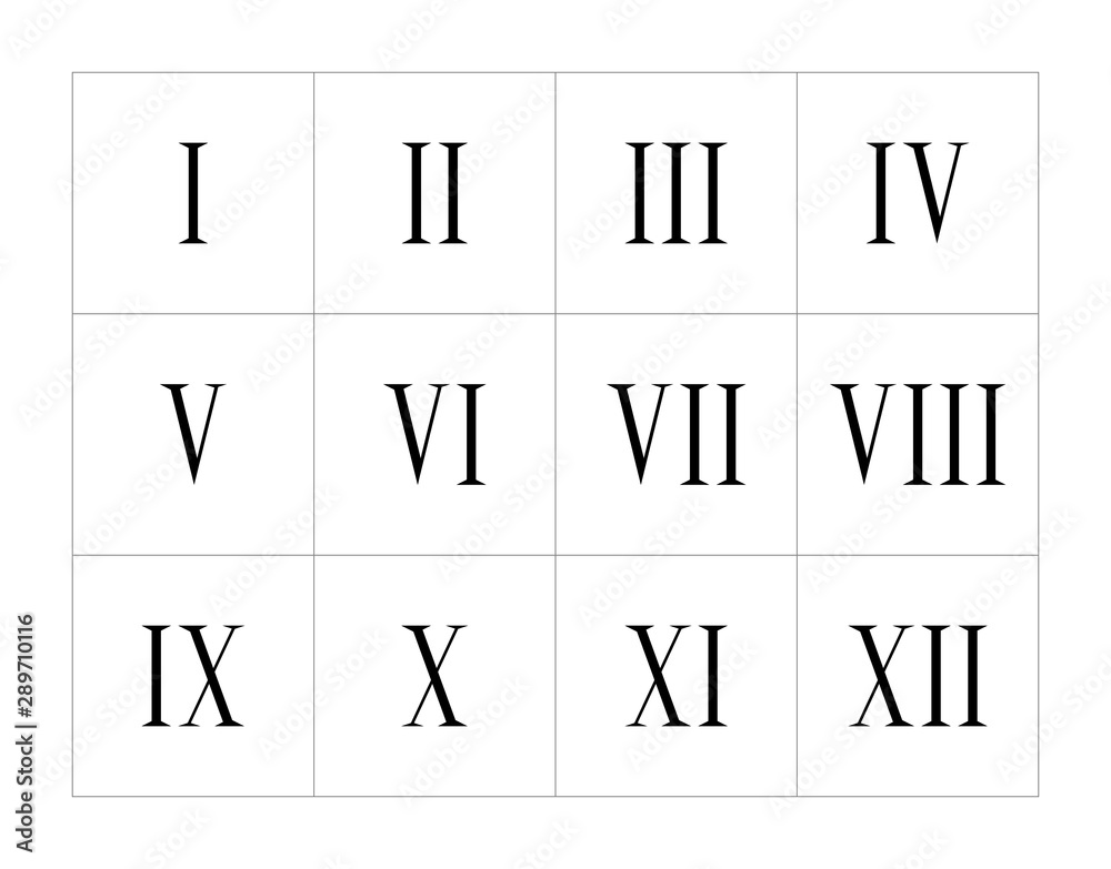Set of roman numerals isolated on white background. Numbers concept ...