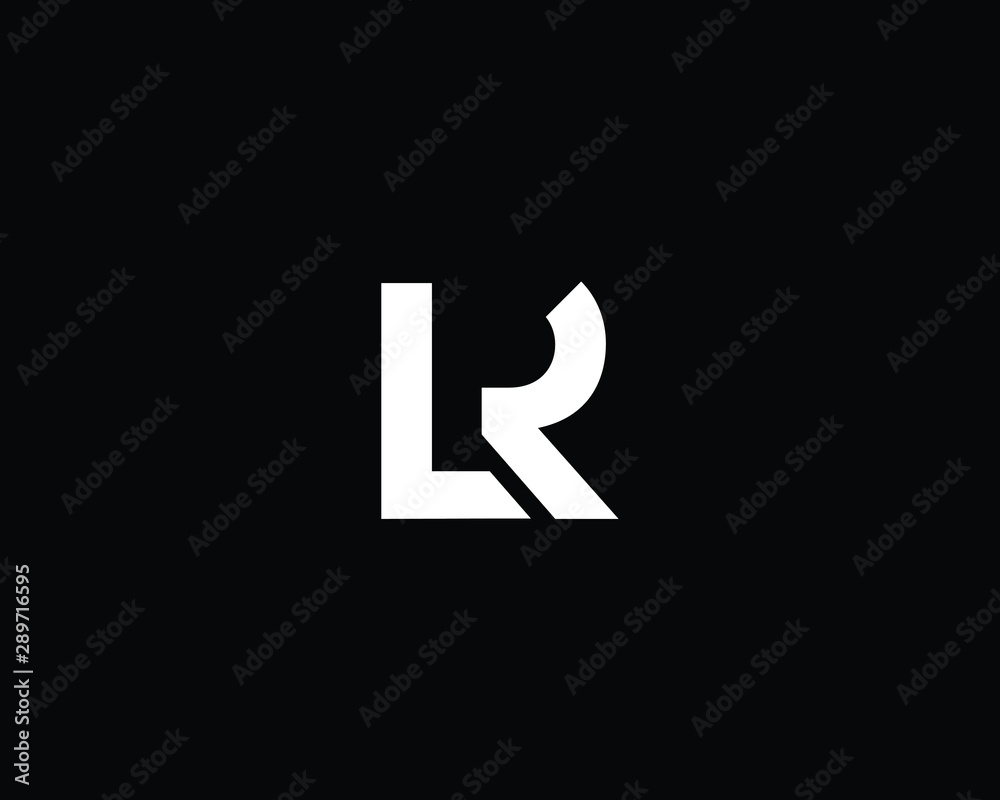 Creative Professional Trendy Letter LR Logo Design in Black and White ...