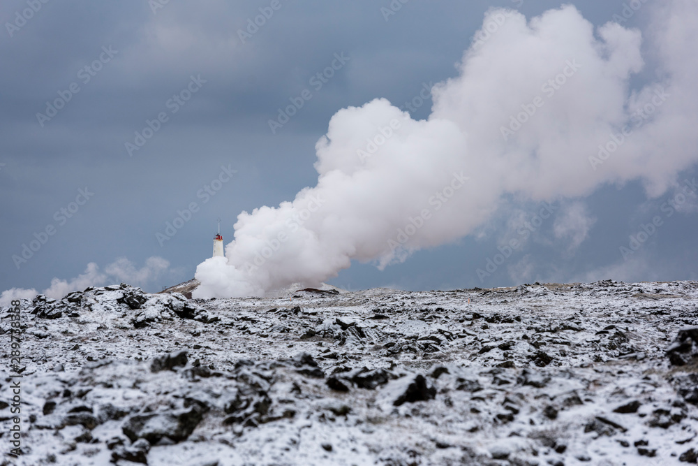 Reykjanesvirkjun - Wasserdampf des Geothermie- Kraftwerk zur ...