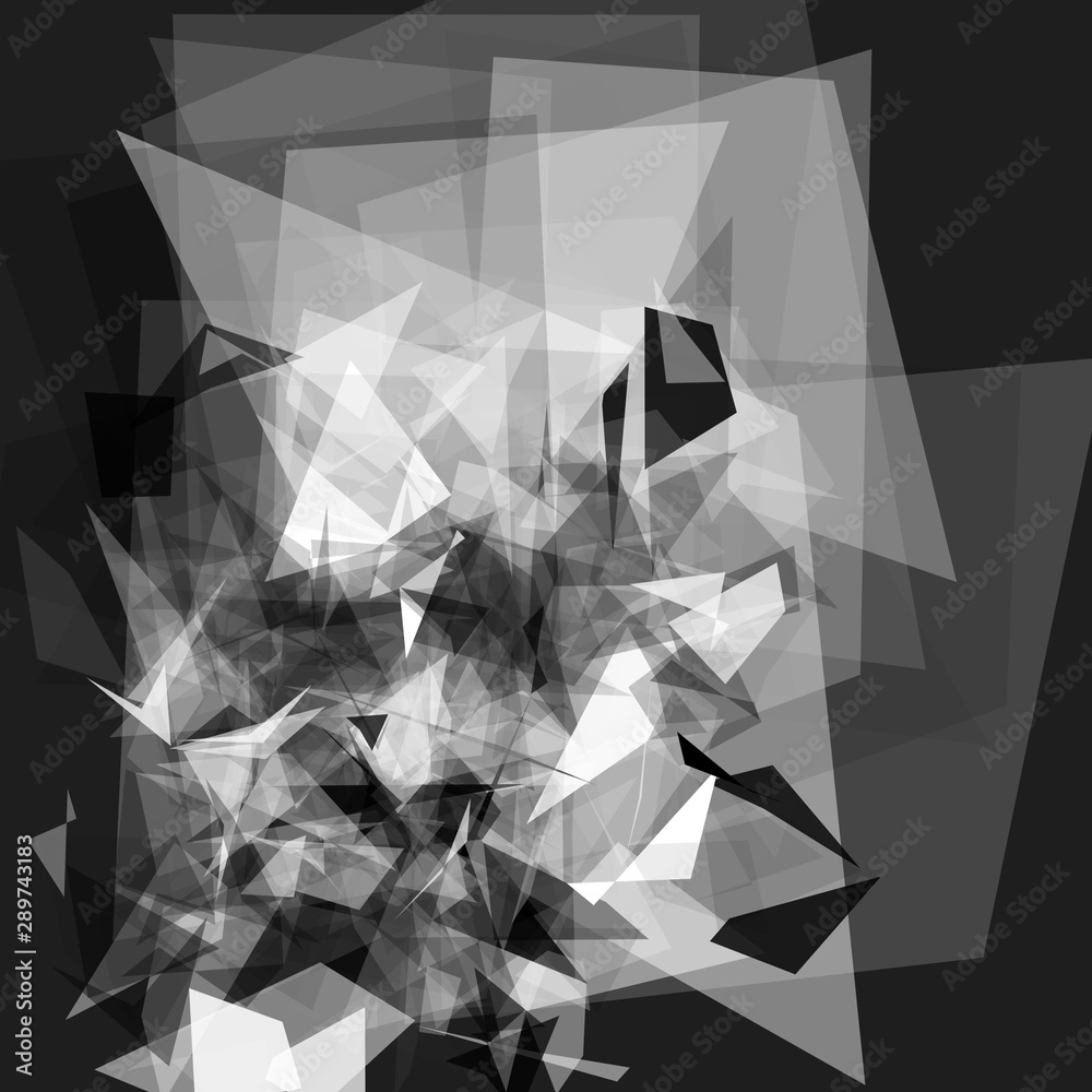 Abstract geometric pattern consisting of triangles of various sizes and ...