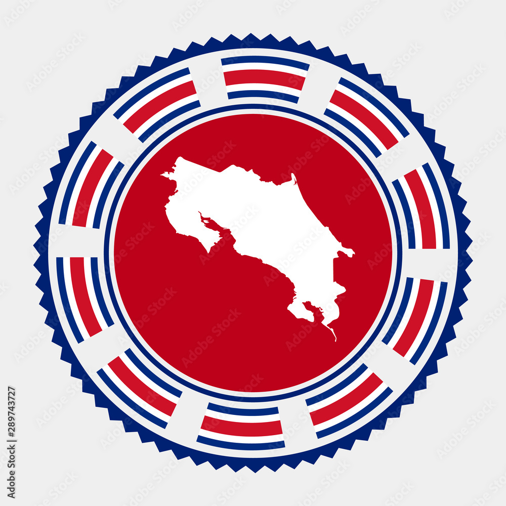 Costa Rica flat stamp. Round logo with map and flag of Costa Rica ...