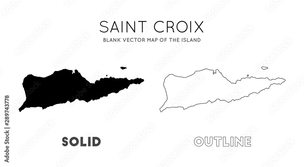 Saint Croix map. Blank vector map of the Island. Borders of Saint Croix ...