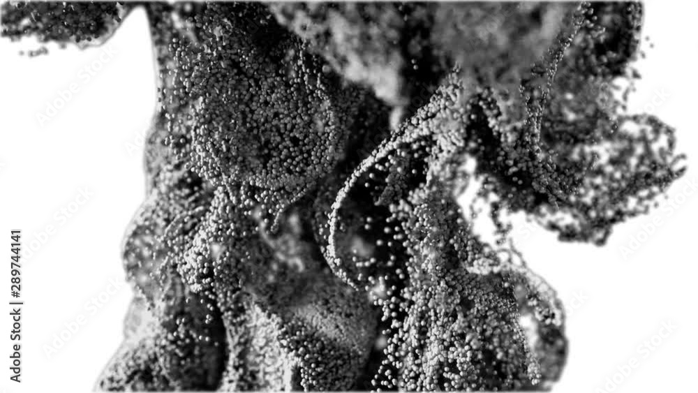black bubbles balls swirl in the fluid turbulence flow like explosion ...