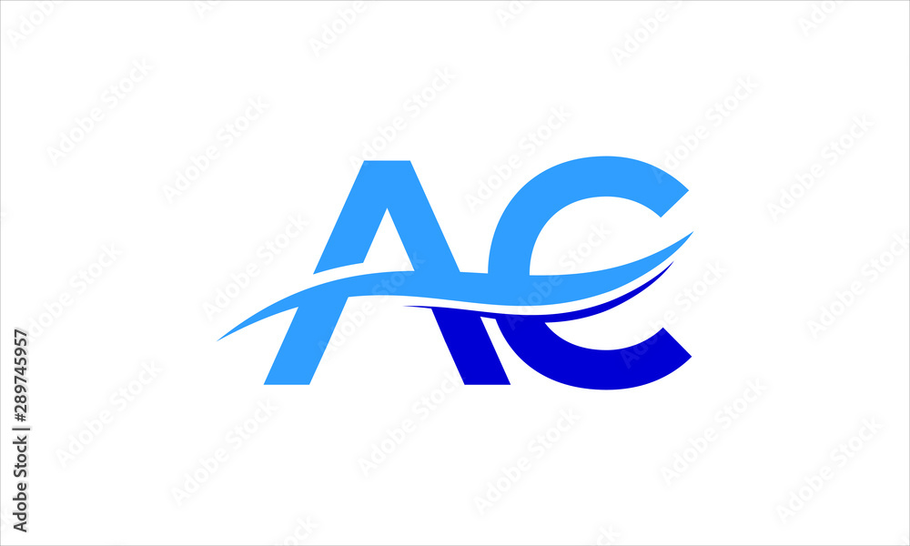 initial letter logo AC company name blue and cyan color on the circle ...
