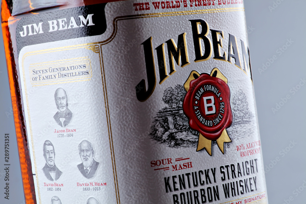 Jim Beam bourbon whiskey bottle Stock Photo | Adobe Stock