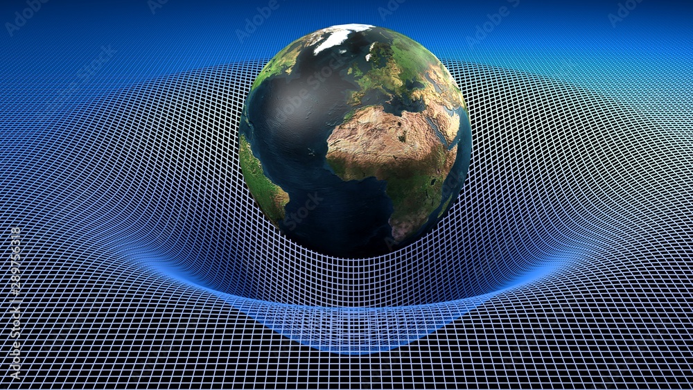 Planet Earth over a blue grid on black background - 3D rendering ...