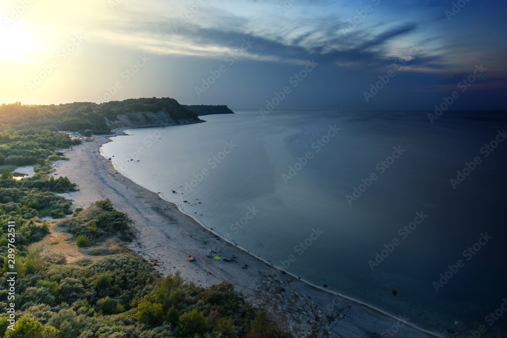 beautiful landscape, a view from above on the seashore with a bay and ...