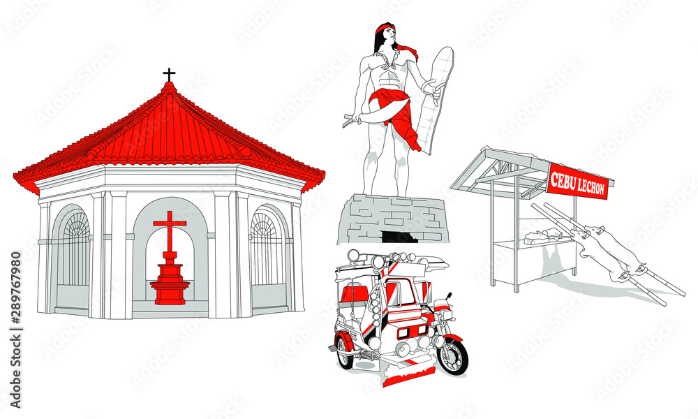 cebu philippines landmark icon vector set Stock Vector | Adobe Stock