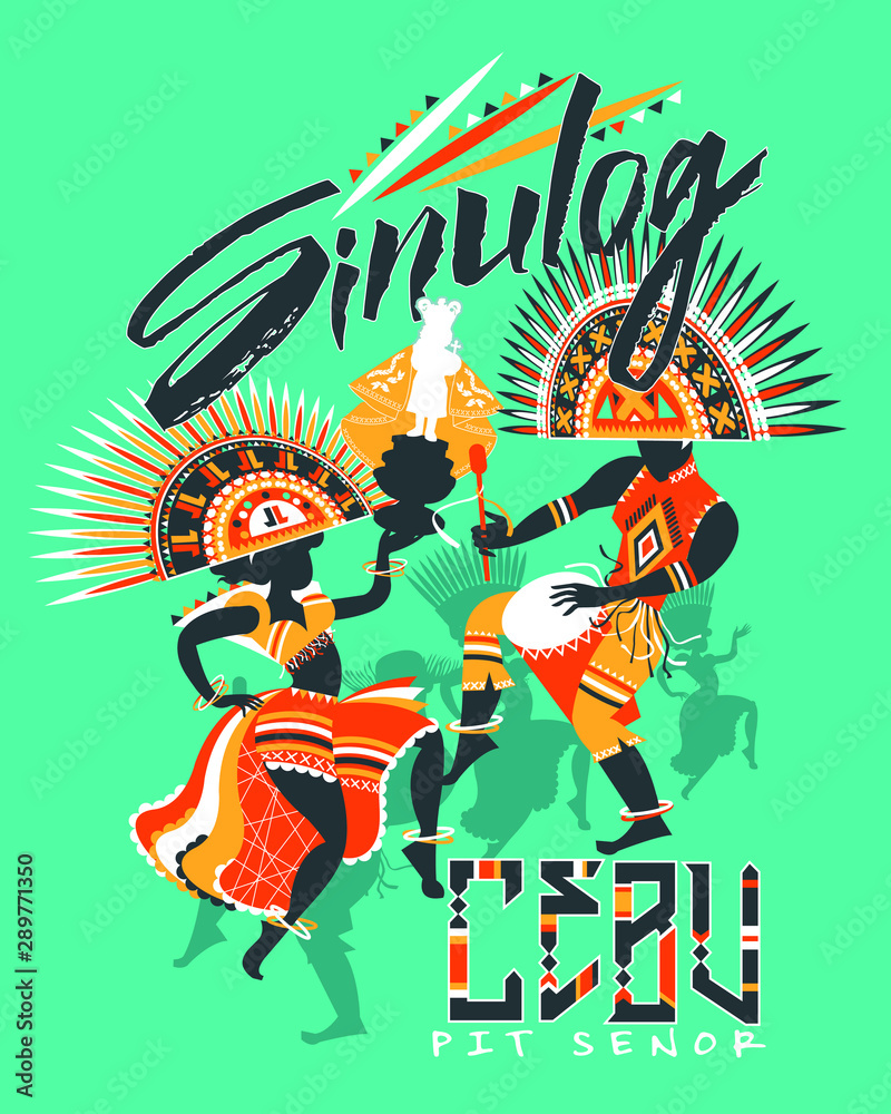 Cebu city philippine sinulog festival set of vector graphic design ...