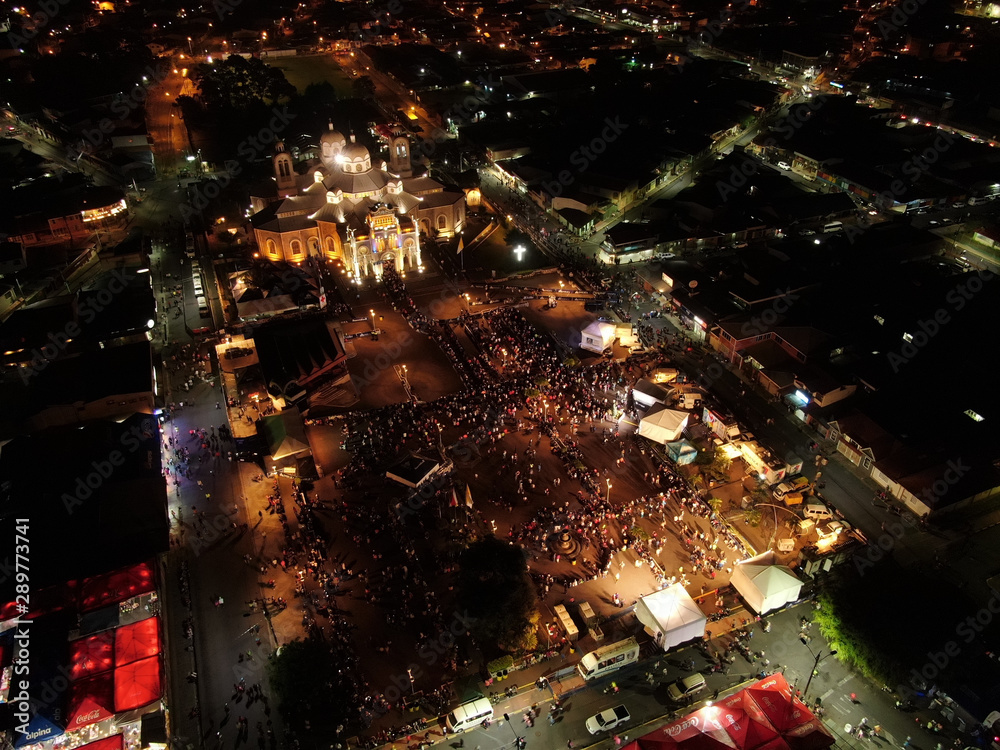 Beautiful aerial view of the Basilica in the pilgrimage to Cartago ...