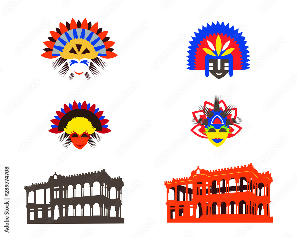set of vector icons bacolod mask festival philippines Stock Vector ...