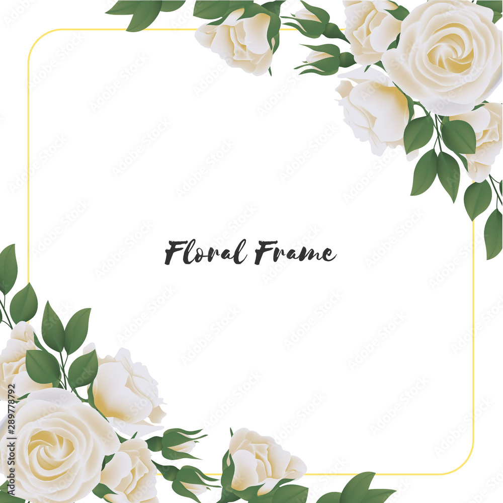 Beautiful square flower frame with white rose bouquet Stock Vector ...