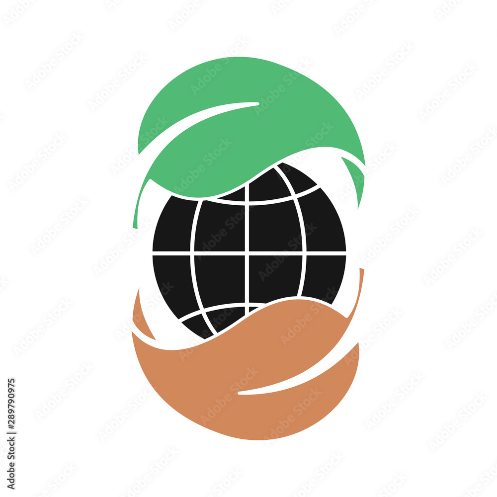 Leaf and earth logo combination. Flat. Isolated on white background ...