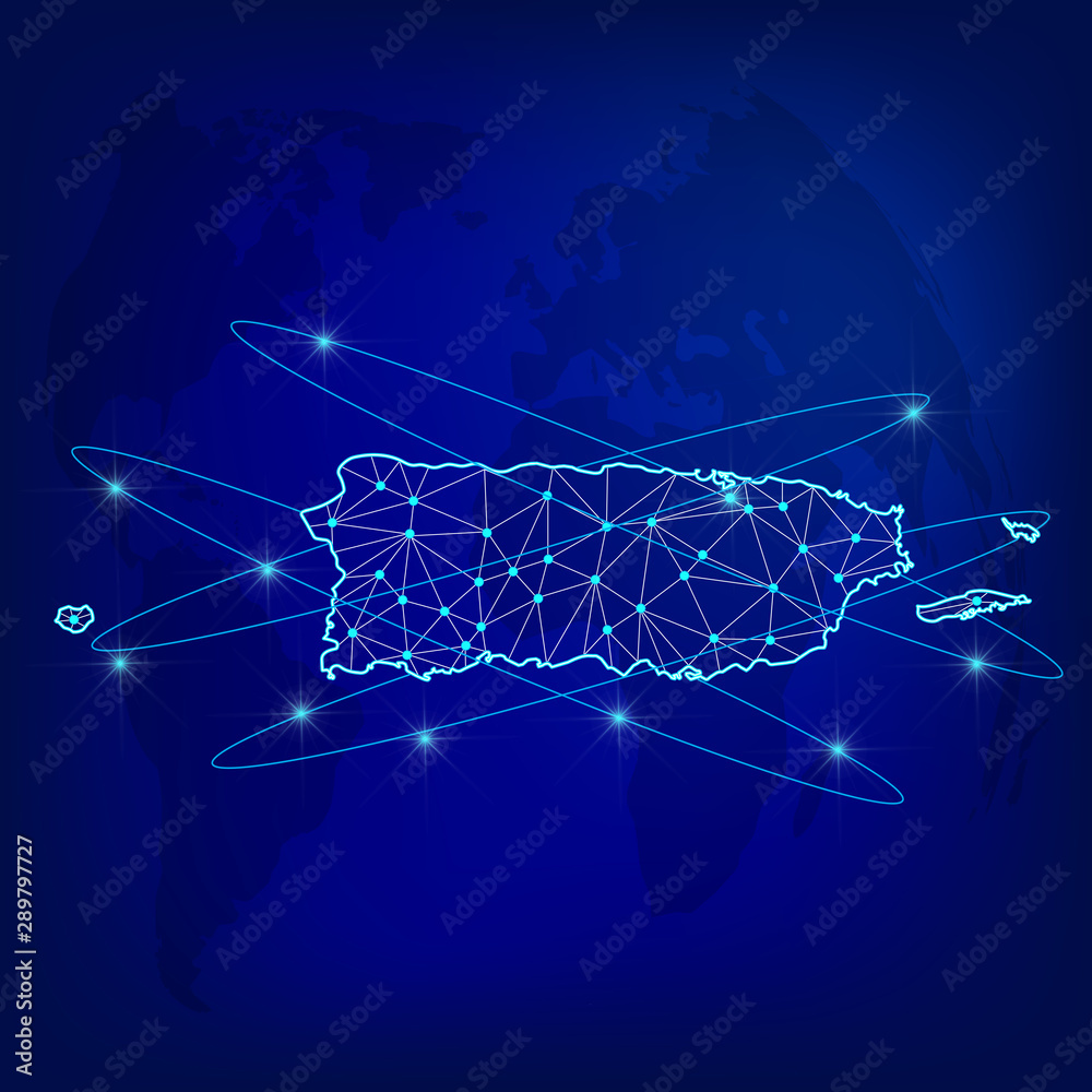 Global logistics network concept. Communications network map Puerto ...