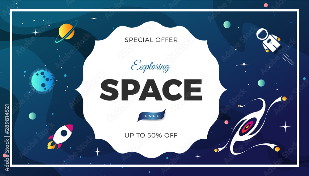 Space exploration modern background design with a Galaxy, Astronaut ...