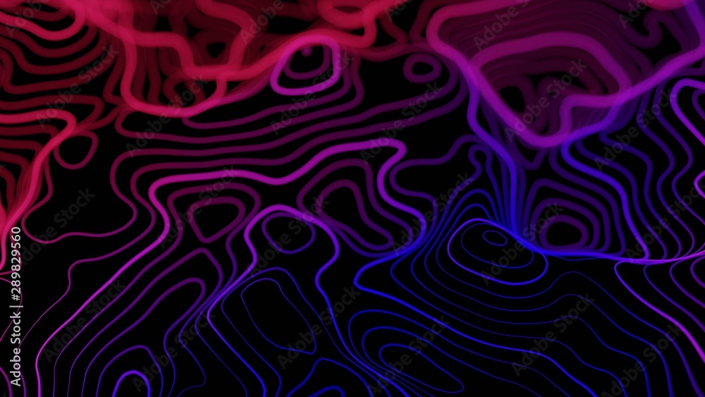 3d Topographic contour map, waving technology line backdrop. space or ...