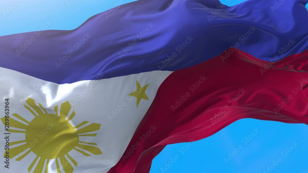 Philippines flag video waving in wind 4K. Realistic Philippine or ...