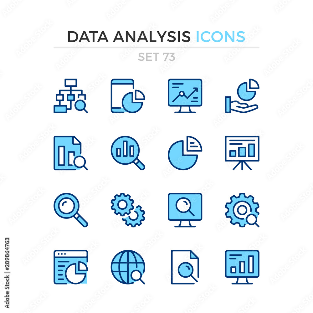 Data analysis icons. Vector line icons set. Premium quality. Simple ...