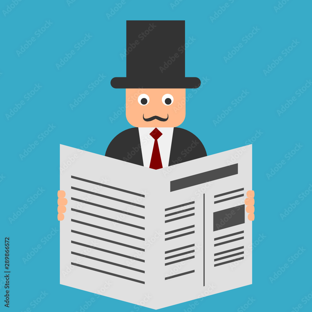 Man Reading Newspaper Clip Art