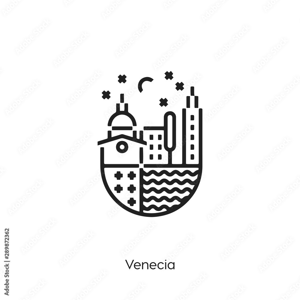 Venice icon. Venice vector symbol. Linear style sign for mobile concept ...