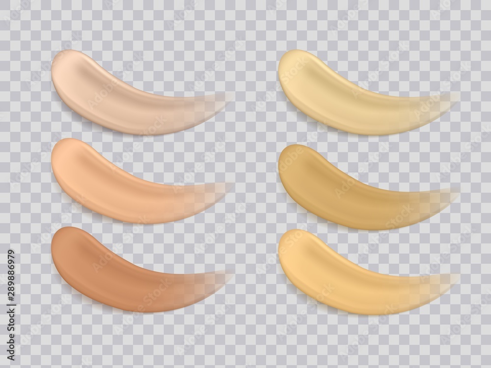 Foundation smudge. Realistic liquid foundation makeup smudges on ...