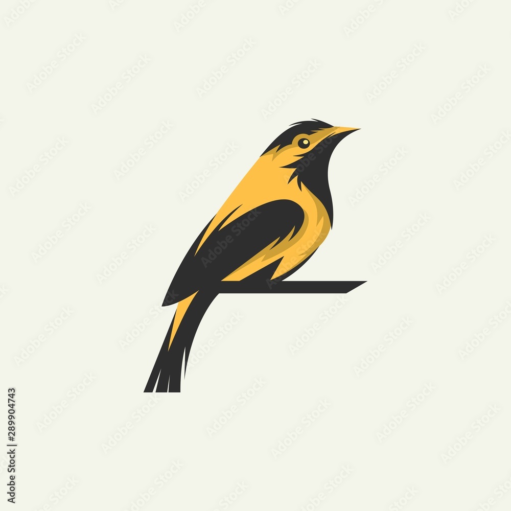 yellow bird logo - vector illustration of design on a light background ...