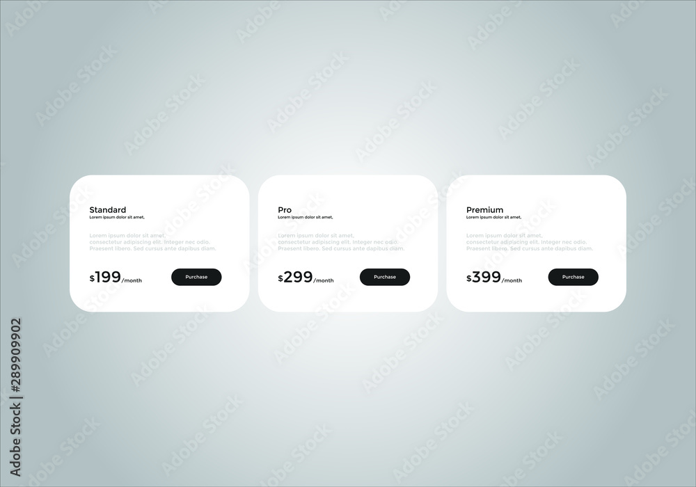 Pricing table vector. order, box, button, list for web. price list ...