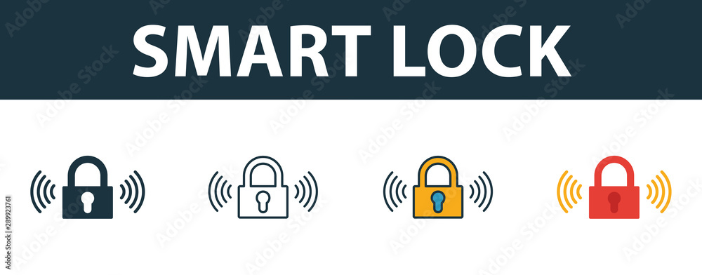Smart Lock icon set. Four simple symbols in diferent styles from smart ...