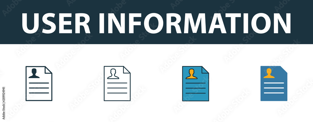 User Information icon set. Four simple symbols in diferent styles from ...