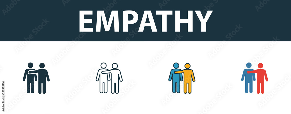 Vetor do Stock: Empathy icon set. Four simple symbols in diferent ...