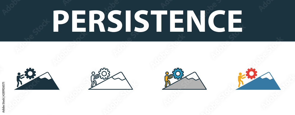 Persistence icon set. Four simple symbols in diferent styles from soft ...