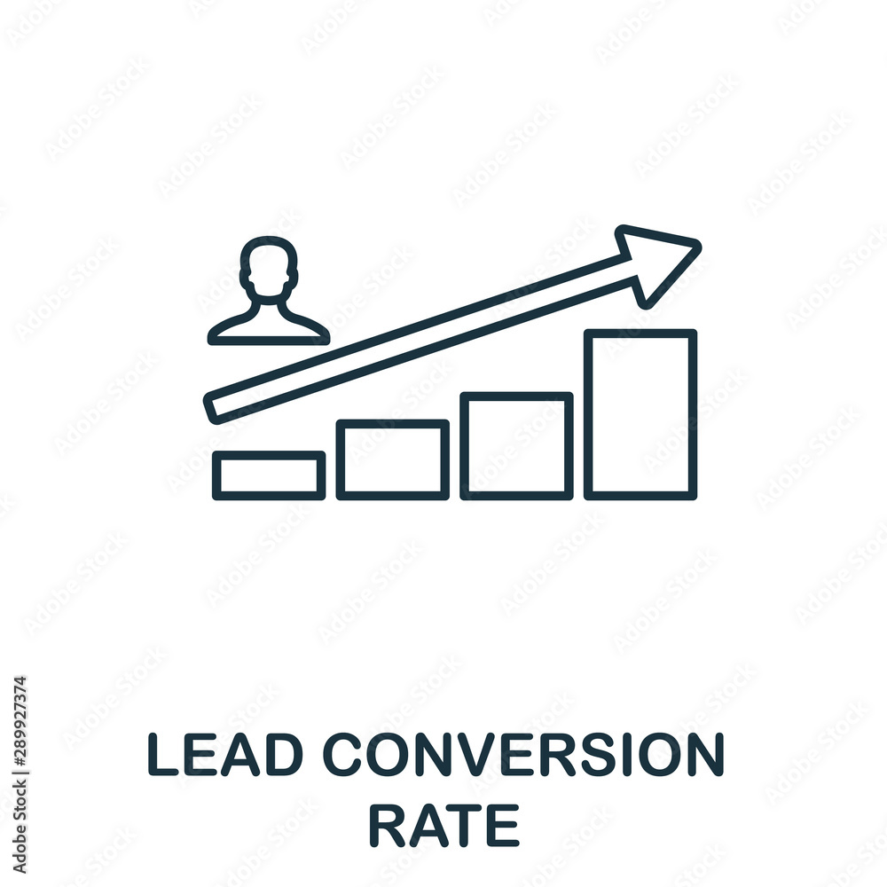 Lead Conversion Rate outline icon. Thin line concept element from crm ...