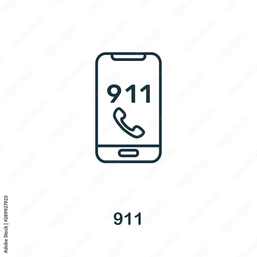 911 outline icon. Thin line concept element from fire safety icons ...